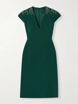 Jenny Packham Embellished Cady Midi Dress