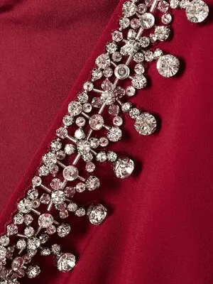Jenny Packham Off-the-shoulder Embellished Cady Midi Dress - Red