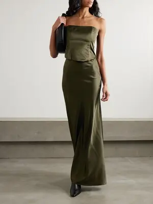Staud Odin Silk-blend Satin Maxi Skirt
