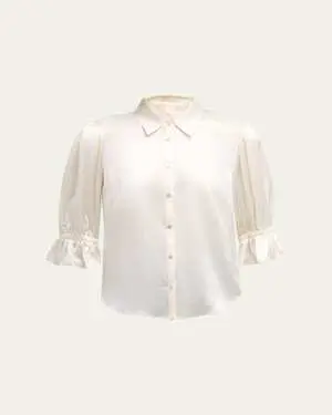 Cinq À Sept Fiona Silk Satin Top - Ivory