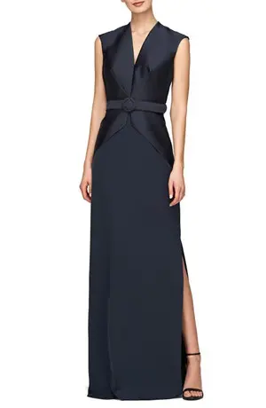 KAY UNGER Bronwyn Belted Column Gown
