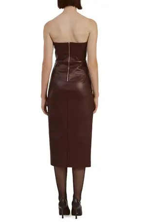 lambskin leather dress Romare Leather Dress - Lambskin Midi Dress with Crossover Neckline