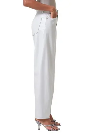 AGOLDE Luna Pieced High-waist Barrel-leg Leather-blend Pants