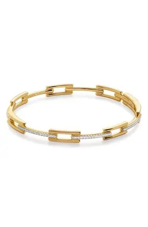 Monica Vinader Lab-created Diamond Signature Bangle - 18ct Gold Vermeil / Lab Dia