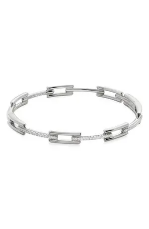 Monica Vinader Lab-created Diamond Signature Bangle - Sterling Silver / Lab Dia