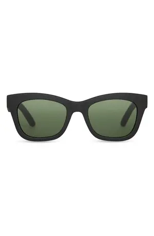 Toms 51mm Cat Eye Sunglasses - Matte Black / Bottle Green