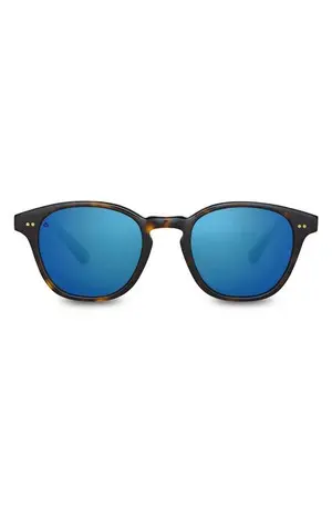 Toms Wyatt 49mm Round Frame Sunglasses - Dark Brown/ Bright Blue