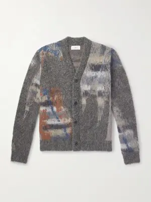 Mr P. Brushed Jacquard-knit Cardigan