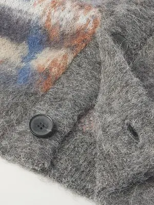Mr P. Brushed Jacquard-knit Cardigan