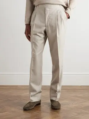 STOFFA Straight-leg Pleated Cashmere Trousers