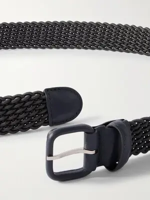 Charvet 3cm Leather-trimmed Woven Cord Belt