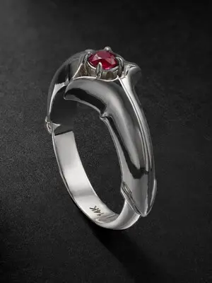 ALEX MOSS Saber 14-karat White Gold Ruby Ring - Red