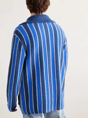 BODE Striped Mohair-blend Cardigan - Blue