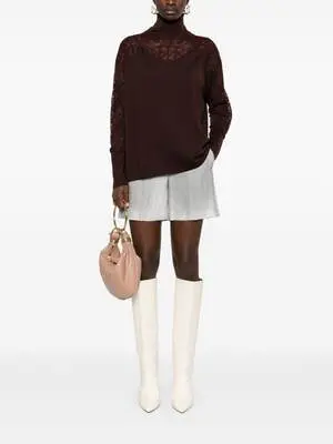 Ermanno Scervino Lace-panel Virgin Wool Sweater - Brown