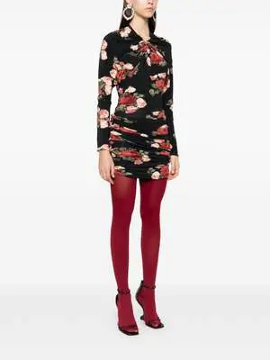 Magda Butrym Floral-print Draped Mini Dress - Black