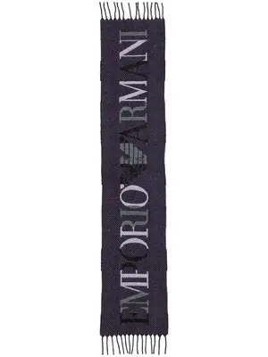 Emporio Armani Logo-intarsia Scarf - Grey