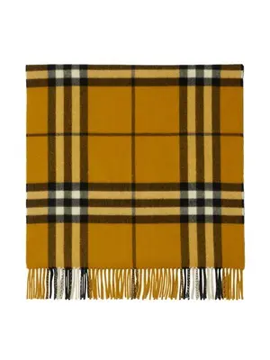 Burberry Checked Cashmere Fringe Scarf - Neutrals