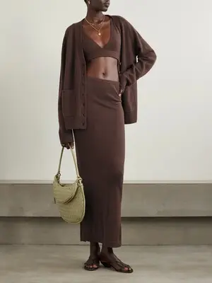 Eterne Emma Cashmere Maxi Skirt - Brown