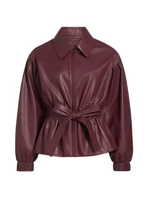 Marie Oliver Chazz Peplum Faux Leather Jacket - Merlot | Editorialist