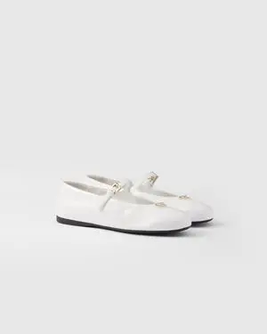Prada Naplak Patent Leather Ballerinas - White