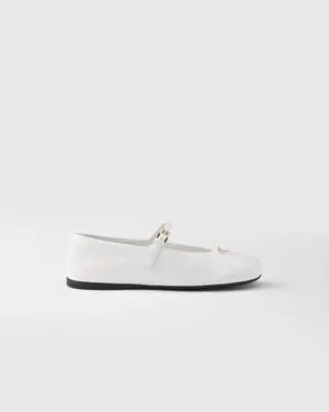 Prada Naplak Patent Leather Ballerinas - White