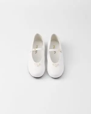 Prada Patent Leather Ballerinas With Logo Buckle - White