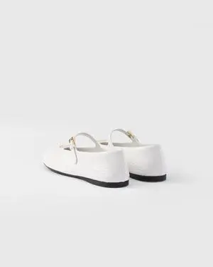 Prada Patent Leather Ballerinas With Logo Buckle - White