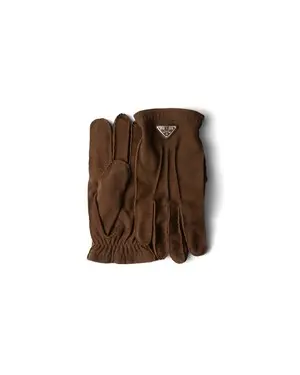 Prada Suede Gloves - Brown