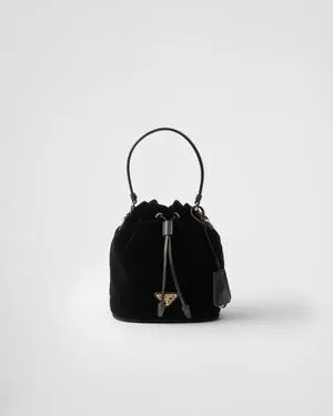 Prada Mini Velvet Bag With Nappa Leather Details - Black