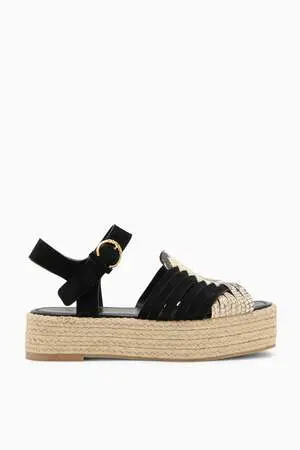 Ulla Johnson Elsa Espadrille Shoes Noir Python Colorblock