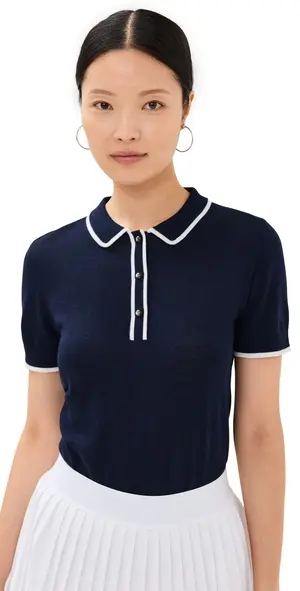 Greyson Short Sleeve Collared Knit Top