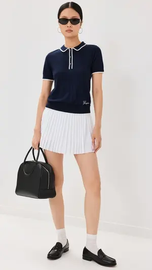 Greyson Short Sleeve Collared Knit Top