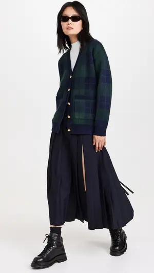 English Factory Check Cardigan