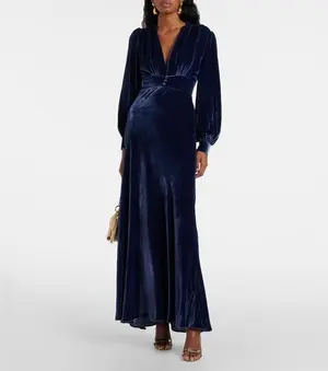 Rixo Emery Velvet Maxi Dress