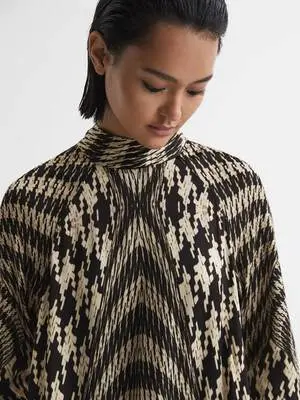 REISS Kate Dogtooth Midi Dress