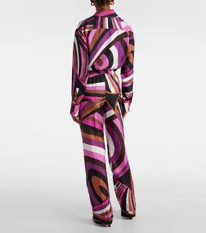 Emilio Pucci Iride High-rise Silk Twill Wide-leg Pants