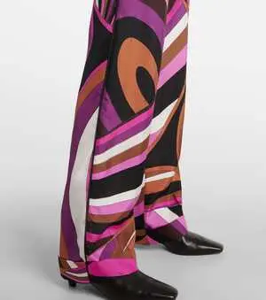 Emilio Pucci Iride High-rise Silk Twill Wide-leg Pants