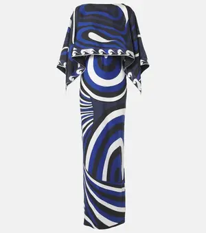 Emilio Pucci Iride Silk Slip Dress And Cape Set - Blue