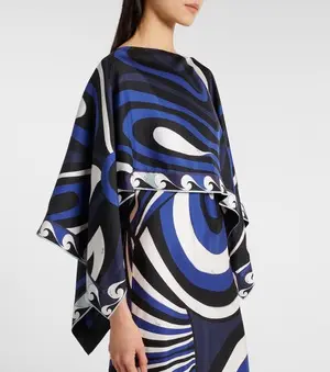 Emilio Pucci Iride Silk Slip Dress And Cape Set