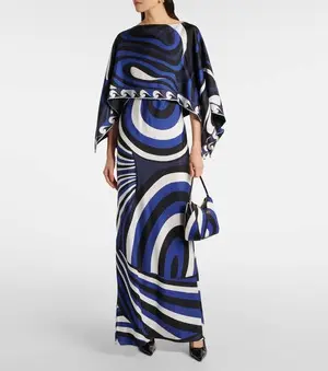 Emilio Pucci Iride Silk Slip Dress And Cape Set