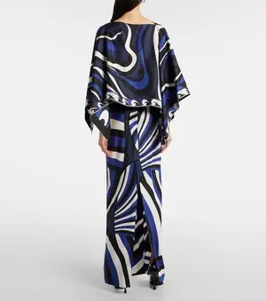Emilio Pucci Iride Silk Slip Dress And Cape Set