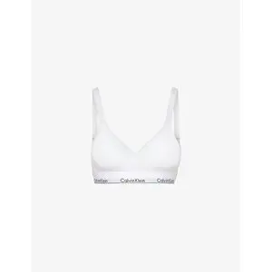Calvin Klein Modern Lift Moulded-cup Cotton-jersey Bralette - White