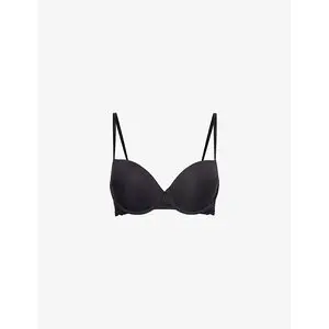 Calvin Klein Attraction Lace-trim Stretch-woven Balconette Bra - Black