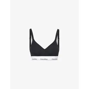 Calvin Klein Modern Lift Moulded-cup Cotton-jersey Bralette - Black