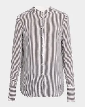 St. John St. John Striped Button-Down Shirt - Black/white