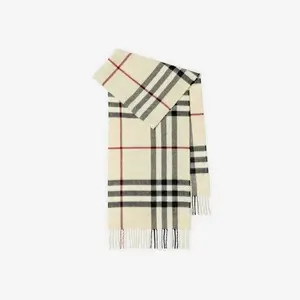 Burberry Check Cashmere Scarf Beige