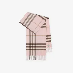 Burberry Check Cashmere Scarf Bow Pink