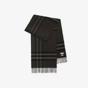 Burberry Check Cashmere Scarf Charcoal