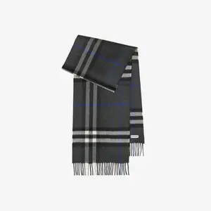 Burberry Check Cashmere Scarf Dark Charcoal