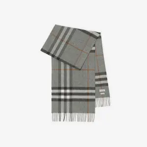 Burberry Check Cashmere Scarf Grey